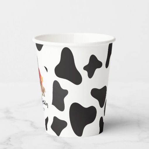 Farm Animal Birthday Cow Print Paper Cups | Zazzle