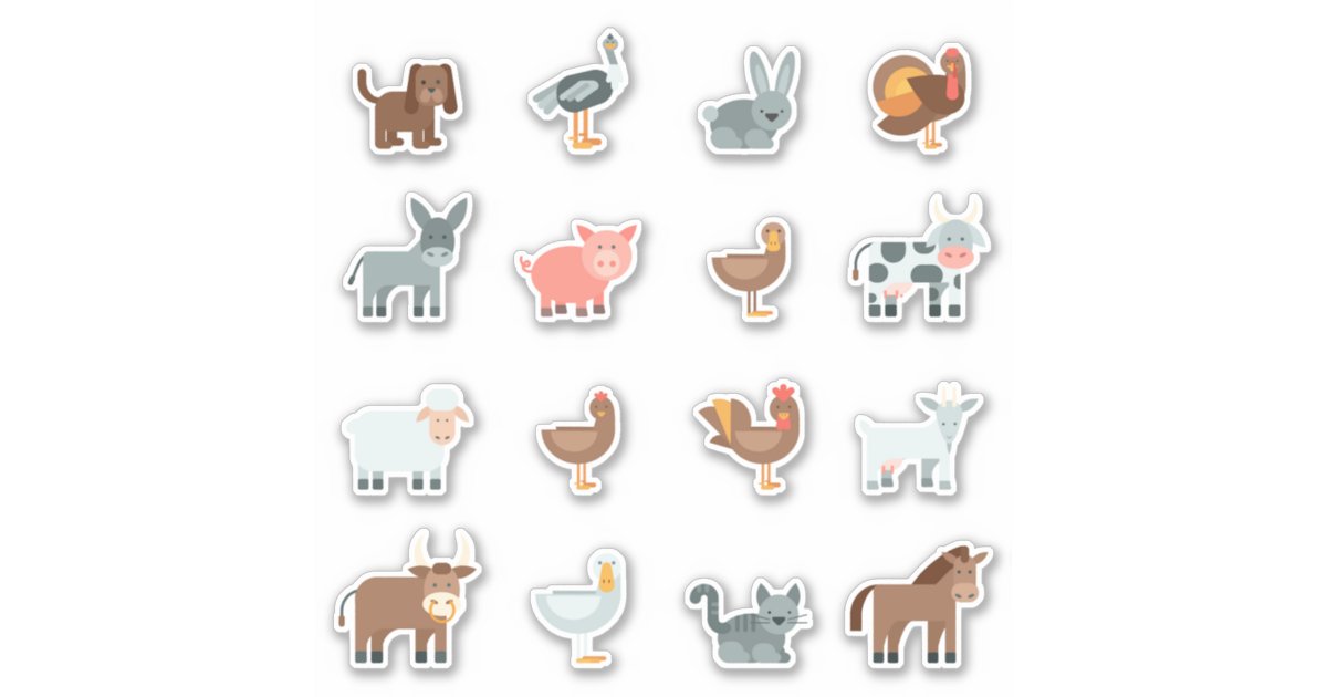 farm animal collection sticker | Zazzle