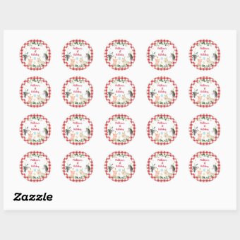Farm Animal Greenery Birthday Classic Round Sticker | Zazzle