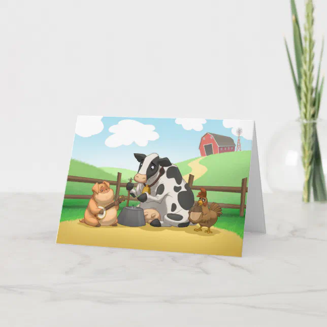 Farm Animal Jug Band Card (Blank Inside) | Zazzle