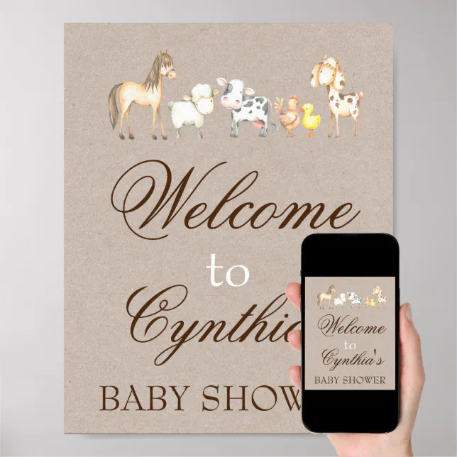 Farm Animal Party Welcome Sign Poster | Zazzle