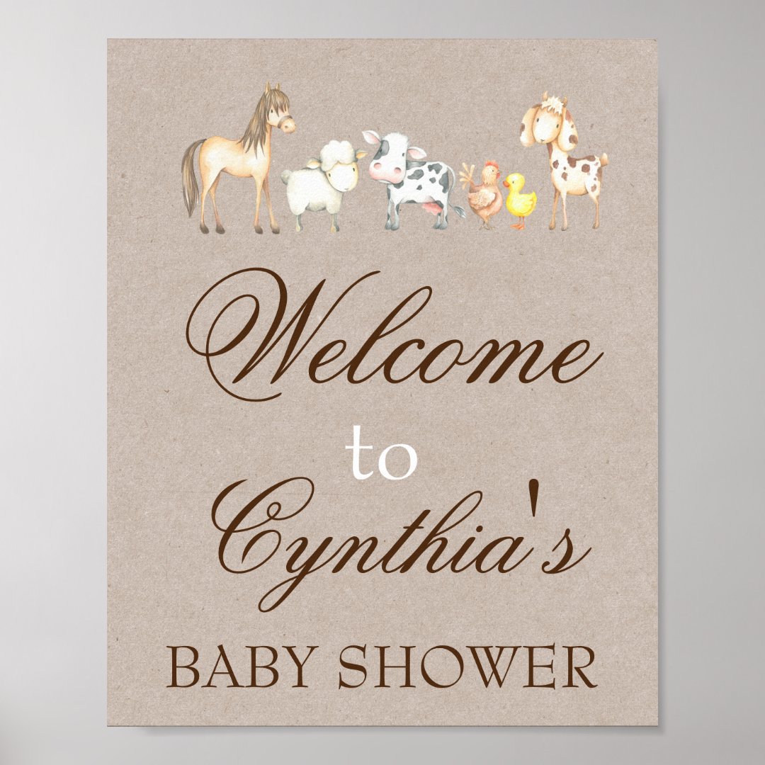 Farm Animal Party Welcome Sign Poster | Zazzle