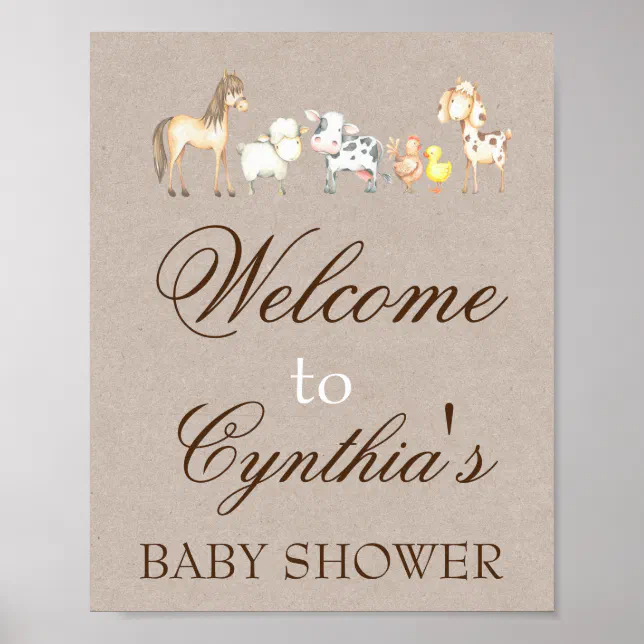 Farm Animal Party Welcome Sign Poster | Zazzle