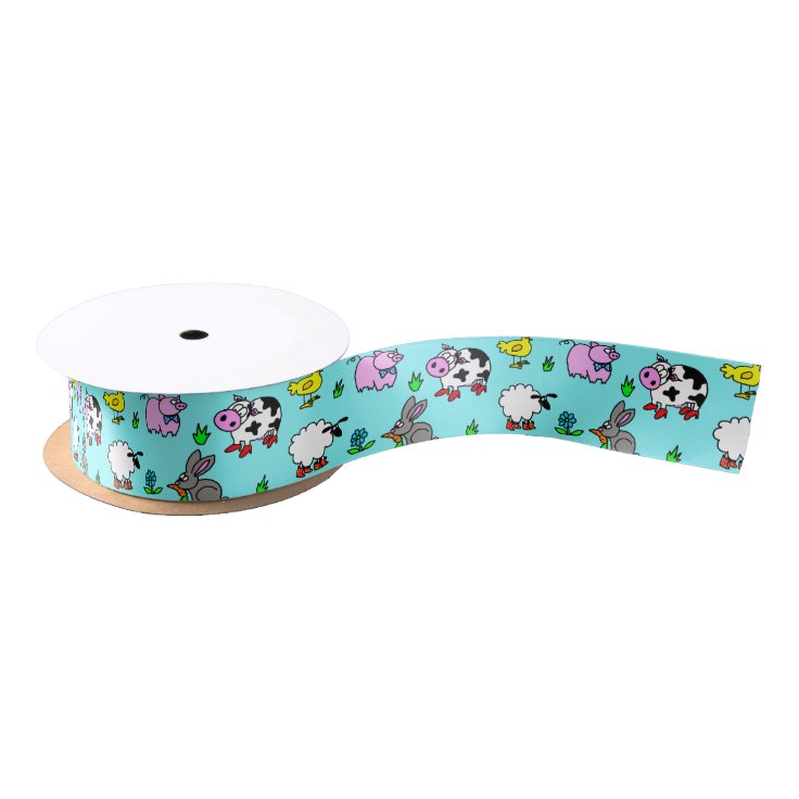 Farm Animal Ribbon Satin Ribbon | Zazzle