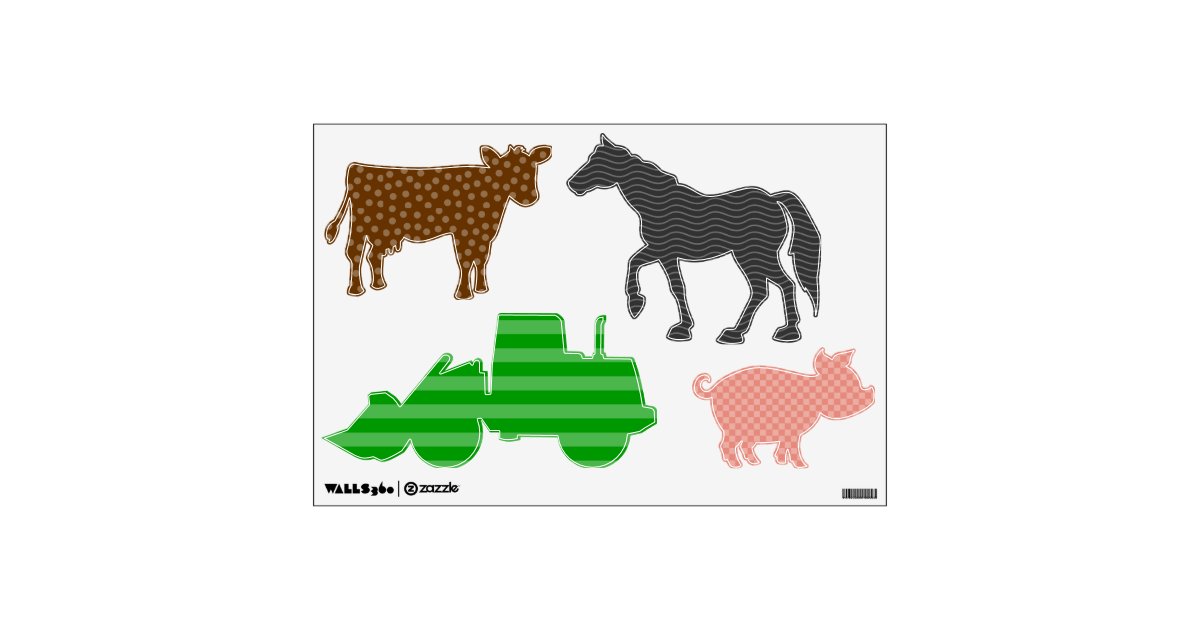 Farm Animal Shapes Wall Decal Set | Zazzle