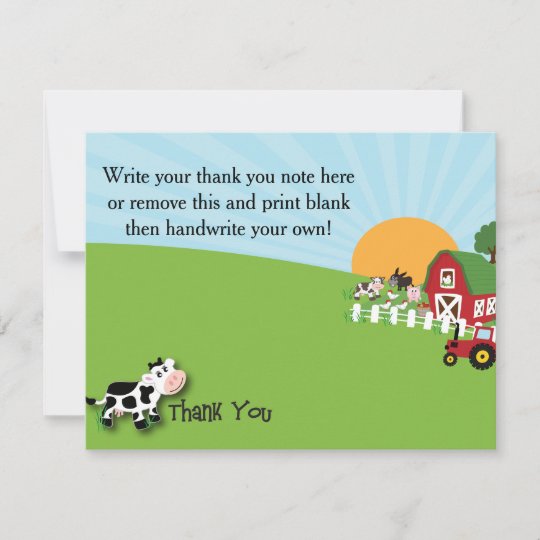 Farm Animal Thank You Card | Zazzle.com