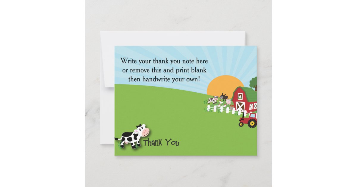 Farm Animal Thank You Card | Zazzle