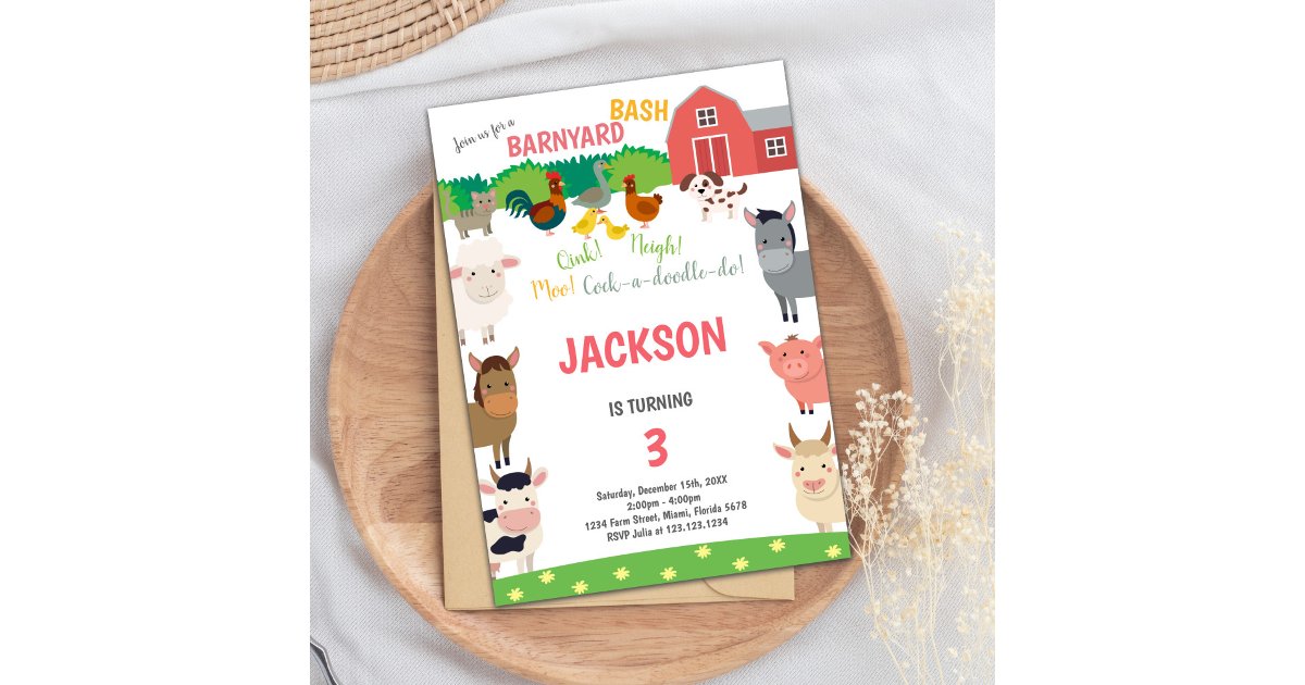 Farm Animal Theme Invitation | Zazzle