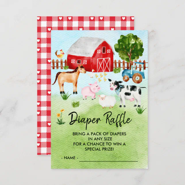 Farm Animals Baby Shower Diaper Raffle Ticket | Zazzle