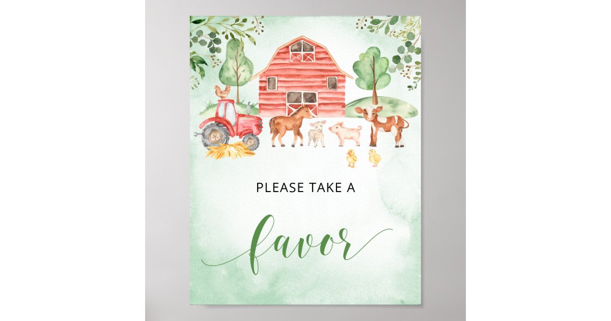 Farm animals baby shower favor sign decoration | Zazzle