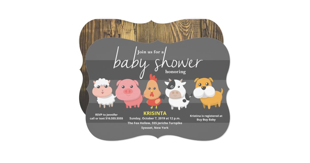 Farm Animals Baby Shower Invitation | Zazzle.com