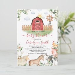 Farm Animals Baby Shower Invitation | Zazzle