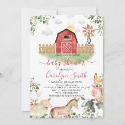 Farm Animals Baby Shower Invitation | Zazzle