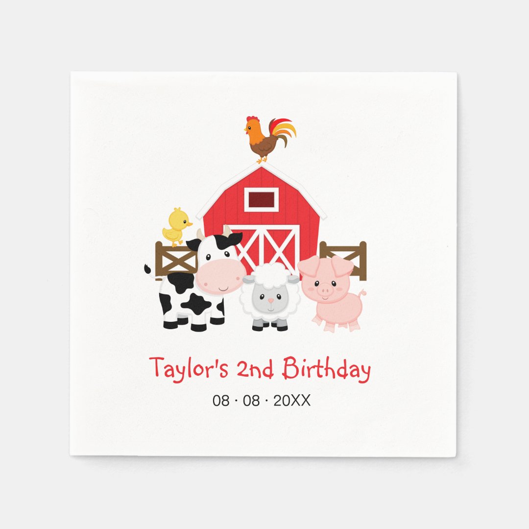 Farm Animals Banyard Birthday / Baby Shower Paper Napkins | Zazzle