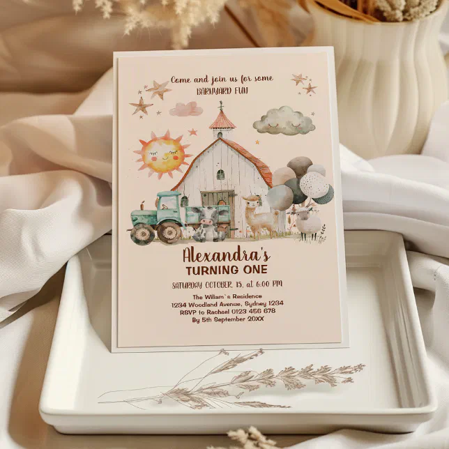 Farm Animals Barnyard 1st Birthday Invitation | Zazzle