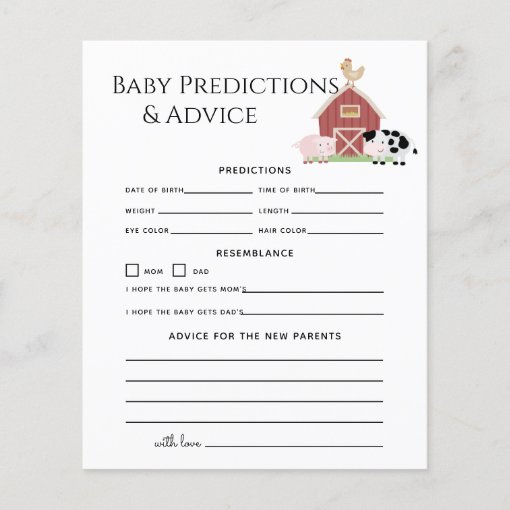 Farm Animals Barnyard Baby Predictions & Advice | Zazzle