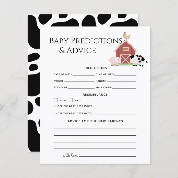 Farm Animals Barnyard Baby Predictions & Advice | Zazzle