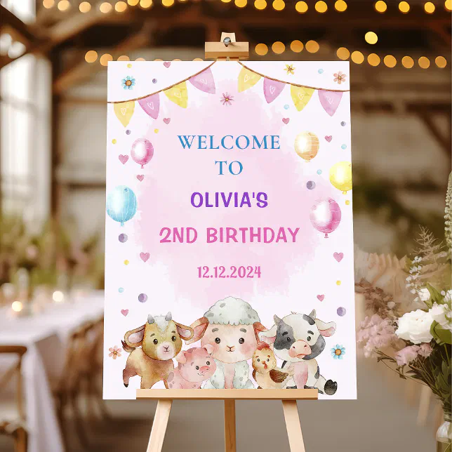 Farm Animals Barnyard Balloon Welcome Sign | Zazzle