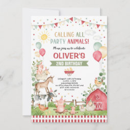 Farm Animals Barnyard Bash Ranch Birthday Party Invitation | Zazzle