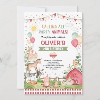 Farm Animals Barnyard Bash Ranch Birthday Party Invitation | Zazzle