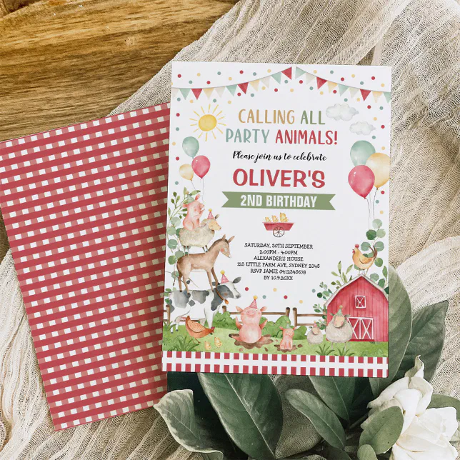 Farm Animals Barnyard Bash Ranch Birthday Party Invitation | Zazzle