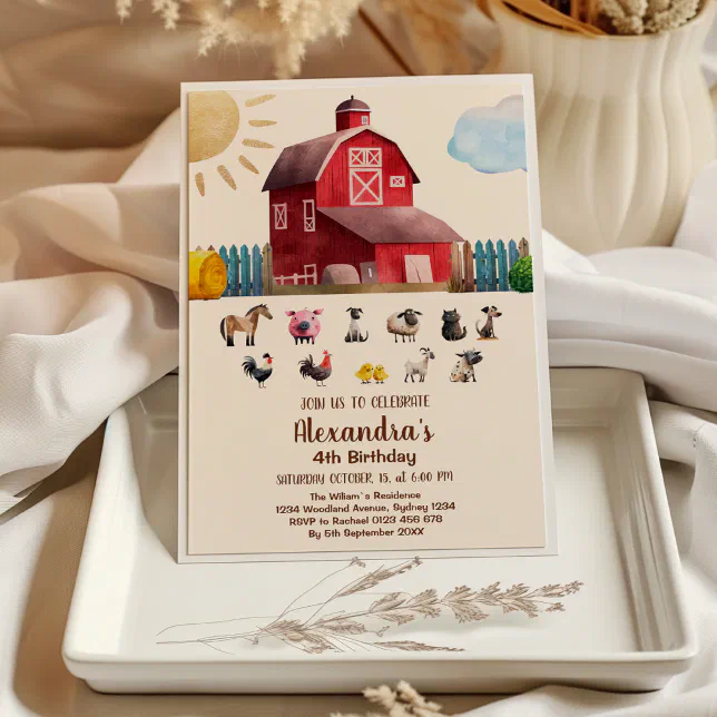 Farm Animals Barnyard Bash Ranch Birthday Party Invitation | Zazzle