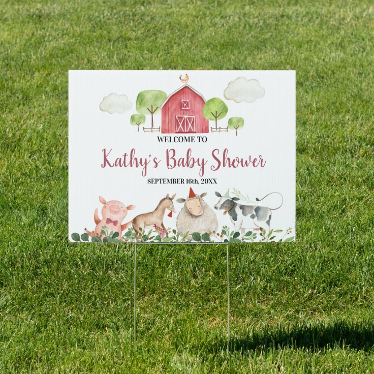 Farm Animals Barnyard Birthday Baby Shower Welcome Sign | Zazzle