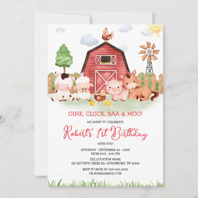 Farm Animals Barnyard Birthday Invitation | Zazzle
