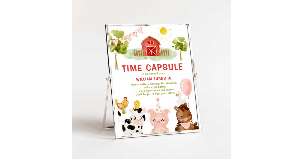 Farm Animals Barnyard Birthday Time Capsule Poster | Zazzle