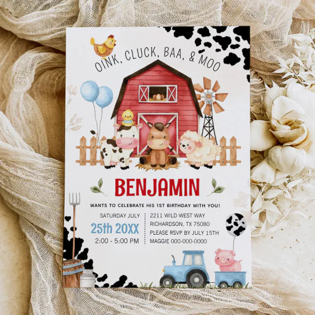 Farm Animals Barnyard FARM BIRTHDAY Invitation | Zazzle
