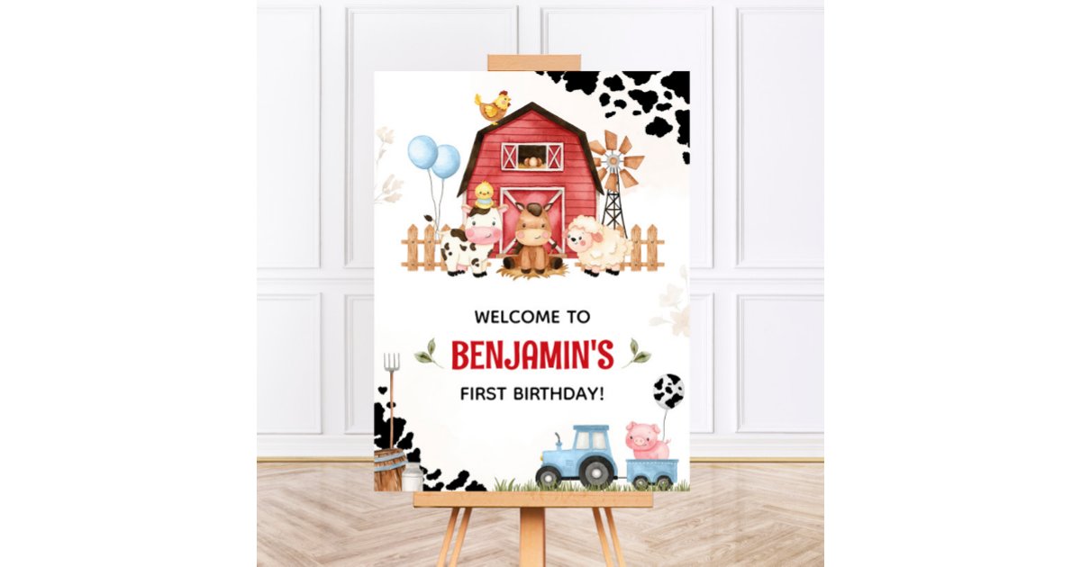 Farm Animals Barnyard FARM BIRTHDAY Welcome Sign | Zazzle