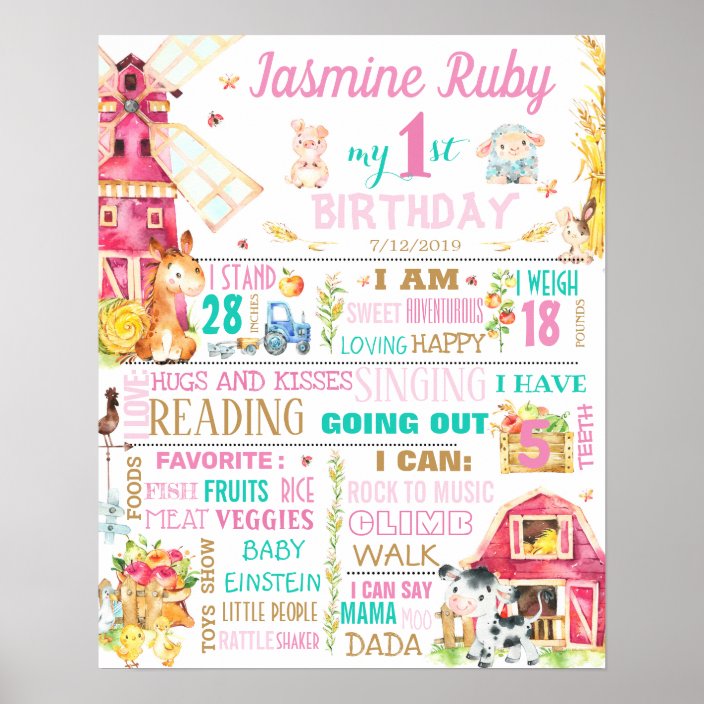 Farm Animals Barnyard First Birthday sign | Zazzle.com
