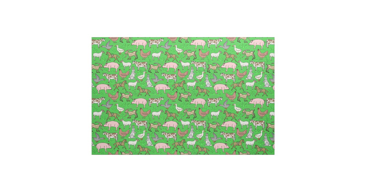 Farm Animals Barnyard Rustic Country Ranch Pattern Fabric | Zazzle