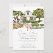 Farm Animals Barnyard Watercolor Baby Shower Invitation | Zazzle