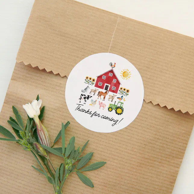 Farm Animals Birthday Classic Round Sticker | Zazzle
