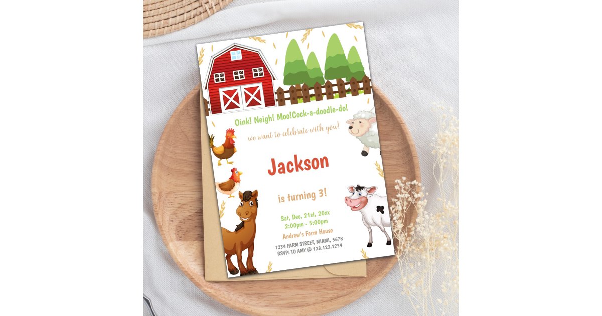 Farm Animals Birthday Invitations | Zazzle