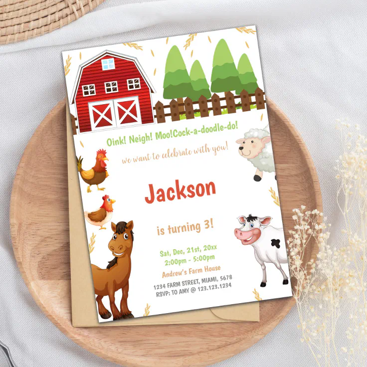Farm Animals Birthday Invitations | Zazzle