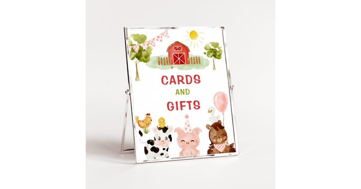 Farm animals birthday party Cards and gifts Poster | Zazzle