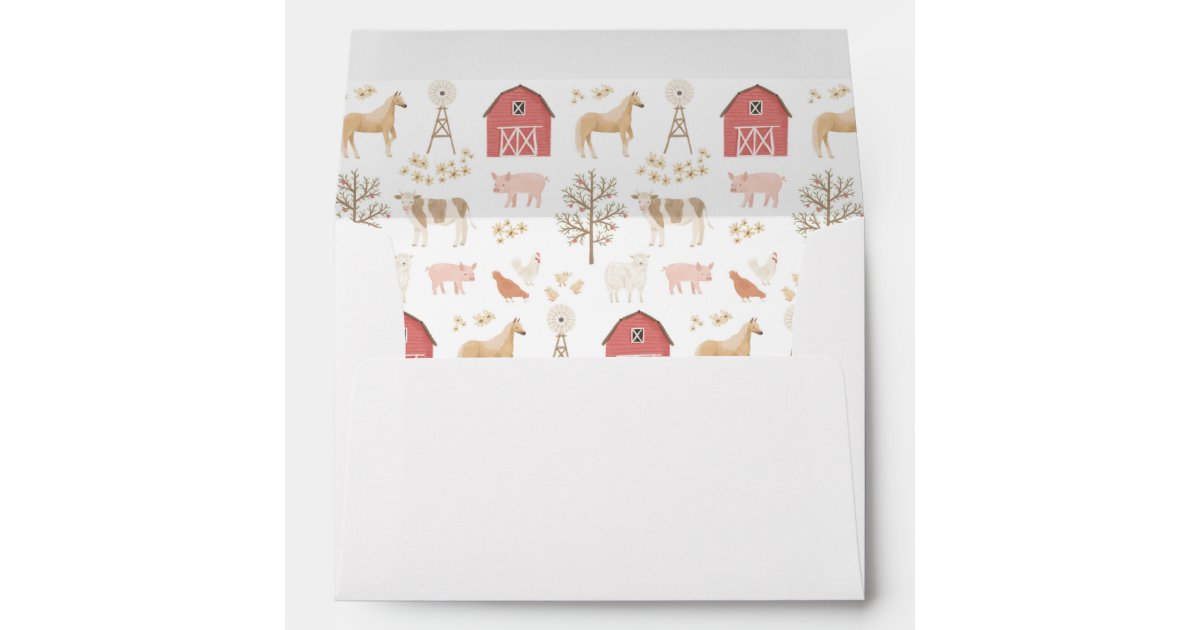 Farm Animals Birthday Party Envelope | Zazzle