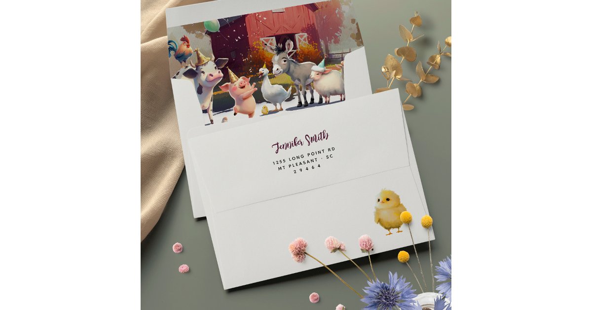 Farm Animals Birthday Party Envelope | Zazzle