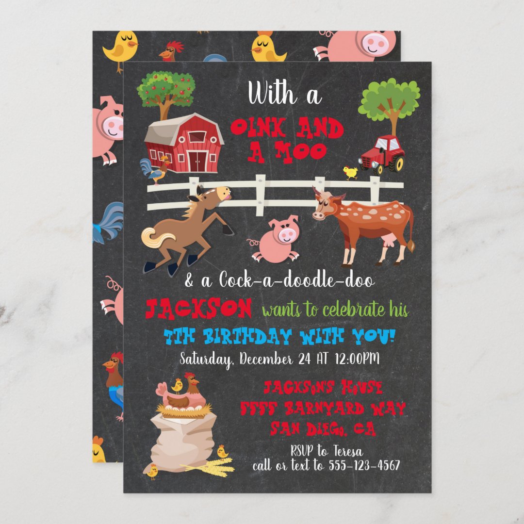Farm Animals Birthday Party Invitation | Zazzle
