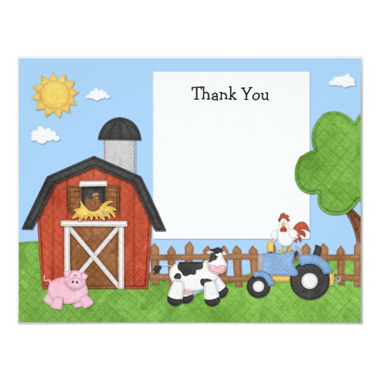 Farm Animals Birthday Party Thank You Card | Zazzle.com