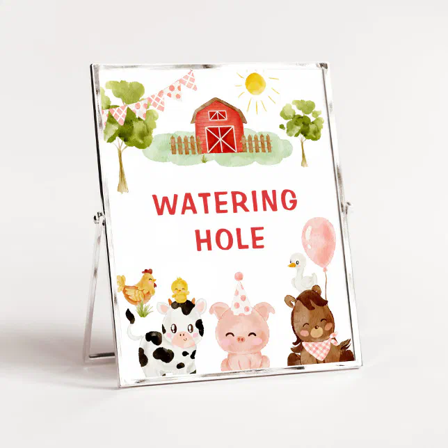 Farm animals birthday party Watering hole Poster | Zazzle