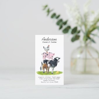 Farm Animals Cow Pig Chicken Country QR Code Business Card | Zazzle