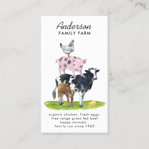 Farm Animals Cow Pig Chicken Country QR Code Business Card | Zazzle