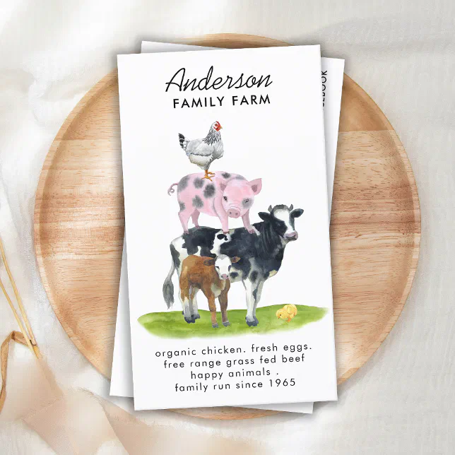 Farm Animals Cow Pig Chicken Country QR Code Business Card | Zazzle
