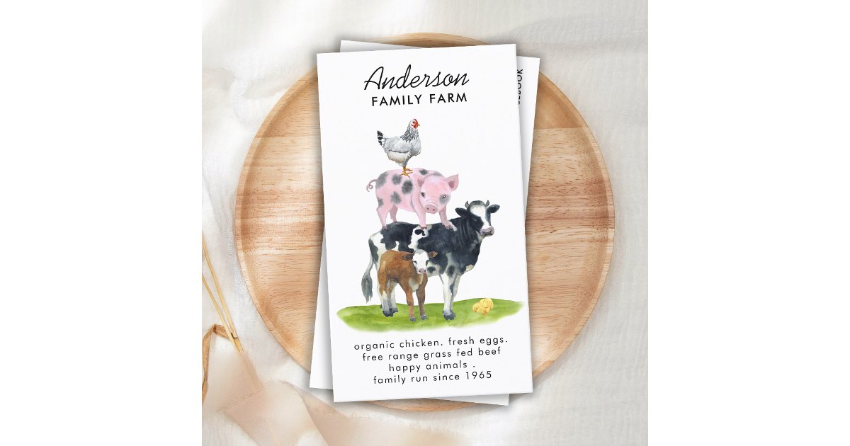 Farm Animals Cow Pig Chicken Country QR Code Business Card | Zazzle