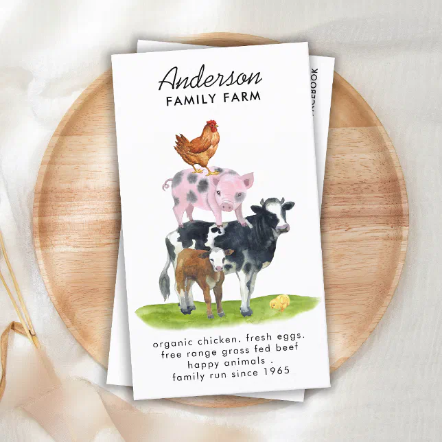 Farm Animals Cow Pig Chicken Custom QR Code Farmer Business Card | Zazzle