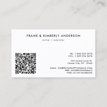 Farm Animals Cow Pig Chicken Duck QR Code Business Card | Zazzle