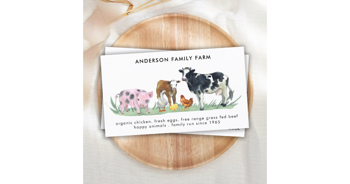 Farm Animals Cow Pig Chicken Duck QR Code Business Card | Zazzle